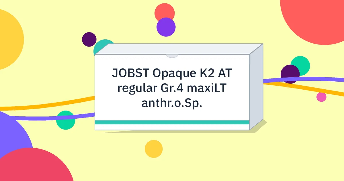 Symbolbild: Packung mit der Aufschrift JOBST Opaque K2 AT regular Gr.4 maxiLT anthr.o.Sp. (PZN 16290448) – Verfügbarkeit und Bezug in Apotheken in Frankfurt am Main