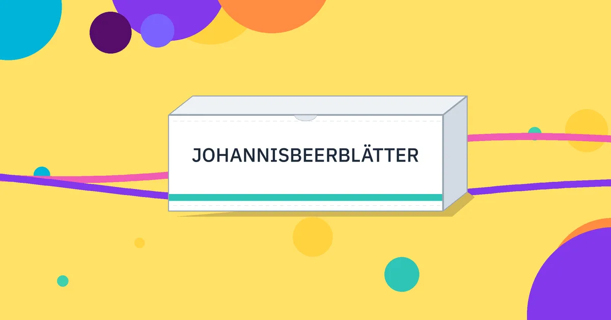 Symbolbild: Packung mit der Aufschrift JOHANNISBEERBLÄTTER (PZN 08465709) – Verfügbarkeit und Bezug in Apotheken in Frankfurt am Main
