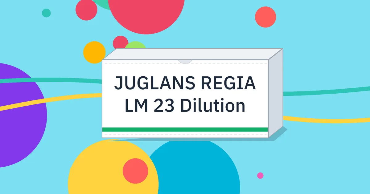 Symbolbild: Packung mit der Aufschrift JUGLANS REGIA LM 23 Dilution (PZN 12916247) – Verfügbarkeit und Bezug in Apotheken in Frankfurt am Main