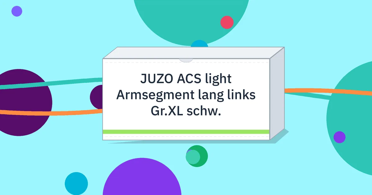 Symbolbild: Packung mit der Aufschrift JUZO ACS light Armsegment lang links Gr.XL schw. (PZN 13890030) – Verfügbarkeit und Bezug in Apotheken in Frankfurt am Main