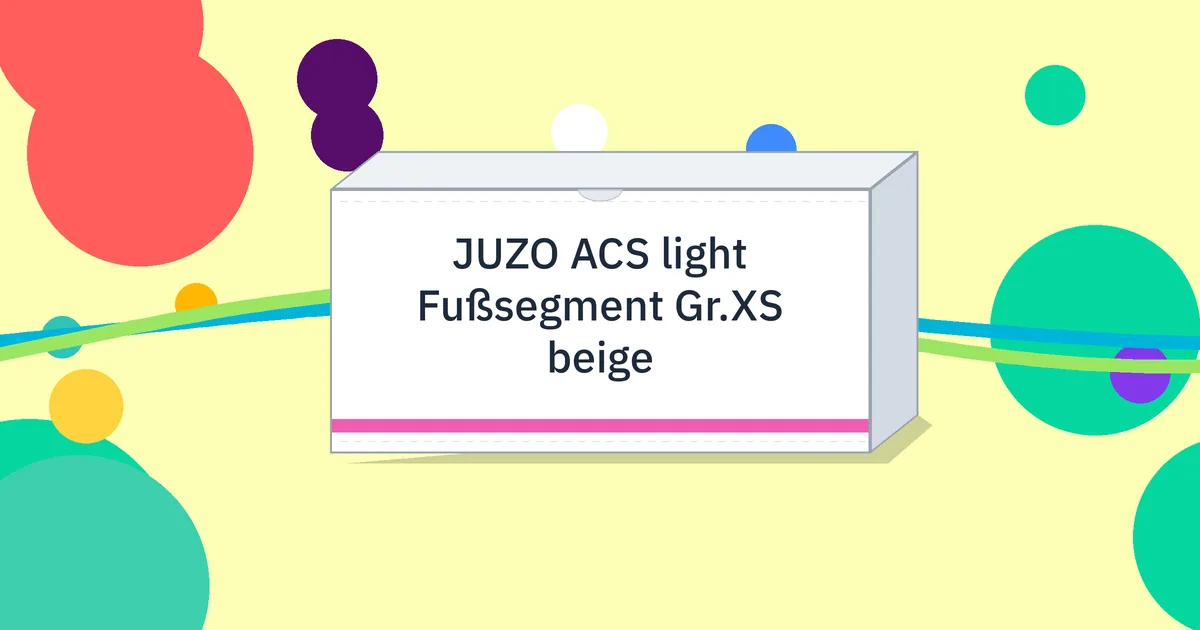 Symbolbild: Packung mit der Aufschrift JUZO ACS light Fußsegment Gr.XS beige (PZN 13885141) – Verfügbarkeit und Bezug in Apotheken in Frankfurt am Main