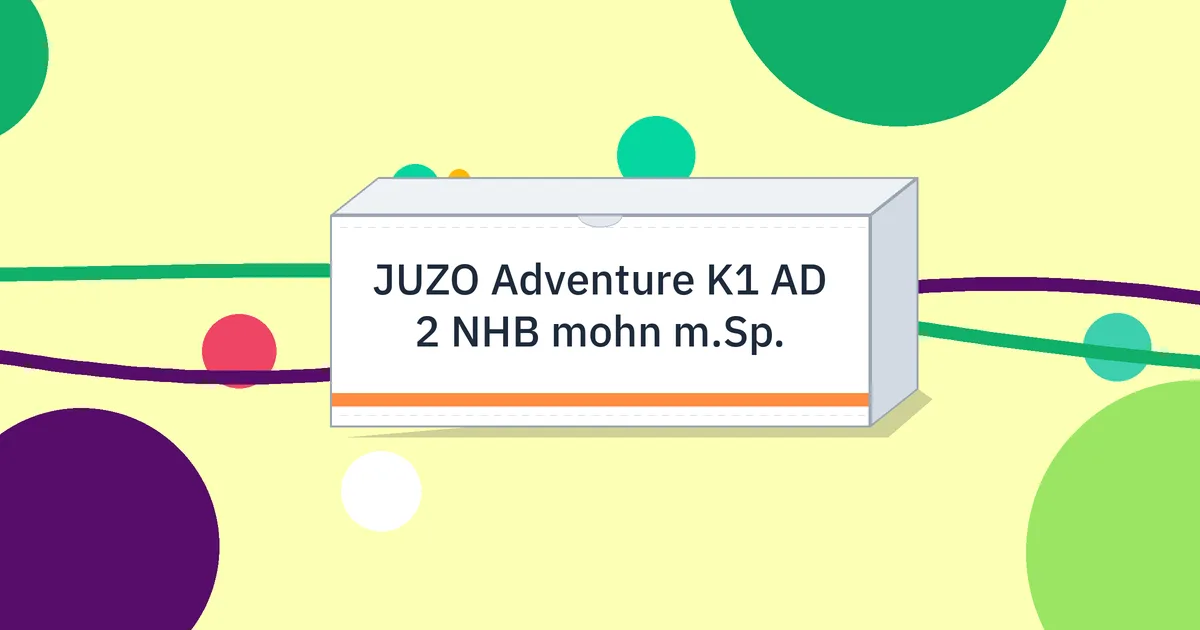 Symbolbild: Packung mit der Aufschrift JUZO Adventure K1 AD 2 NHB mohn m.Sp. (PZN 14974645) – Verfügbarkeit und Bezug in Apotheken in Frankfurt am Main