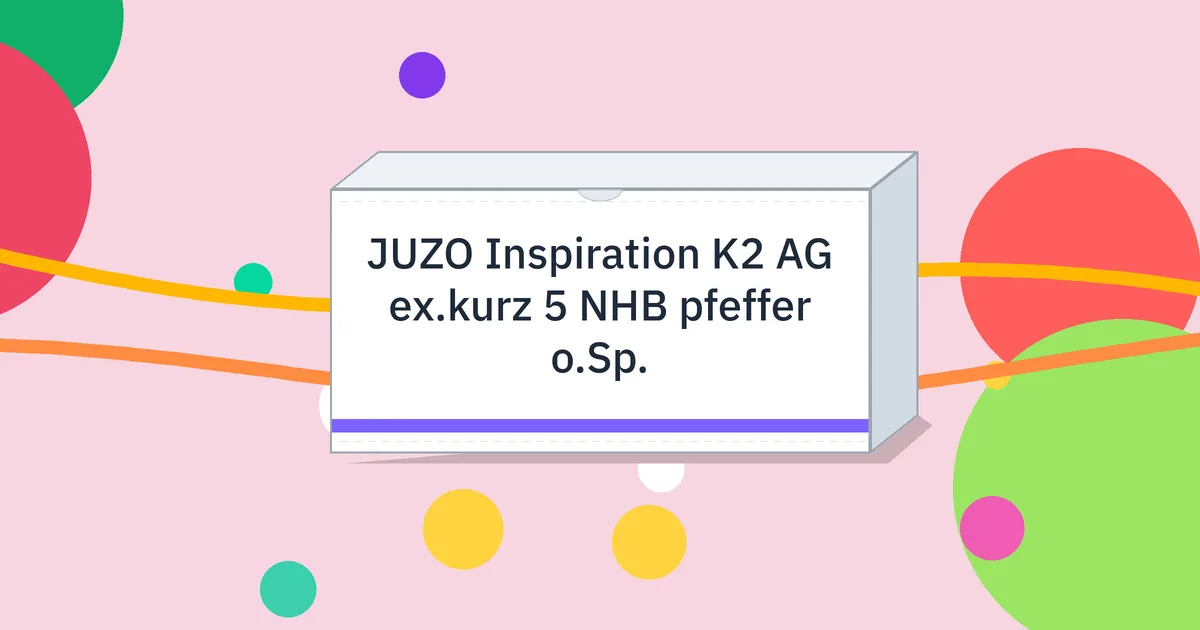 Symbolbild: Packung mit der Aufschrift JUZO Inspiration K2 AG ex.kurz 5 NHB pfeffer o.Sp. (PZN 14951934) – Verfügbarkeit und Bezug in Apotheken in Frankfurt am Main