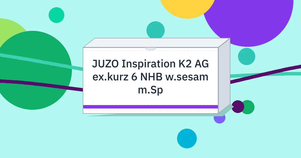 Symbolbild: Packung mit der Aufschrift JUZO Inspiration K2 AG ex.kurz 6 NHB w.sesam m.Sp (PZN 14965534) – Verfügbarkeit und Bezug in Apotheken in Frankfurt am Main