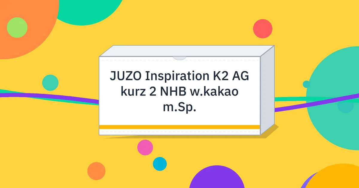 Symbolbild: Packung mit der Aufschrift JUZO Inspiration K2 AG kurz 2 NHB w.kakao m.Sp. (PZN 14947720) – Verfügbarkeit und Bezug in Apotheken in Frankfurt am Main