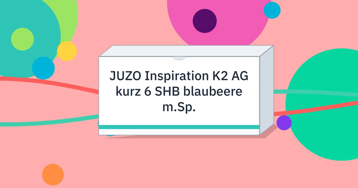 Symbolbild: Packung mit der Aufschrift JUZO Inspiration K2 AG kurz 6 SHB blaubeere m.Sp. (PZN 14923435) – Verfügbarkeit und Bezug in Apotheken in Frankfurt am Main