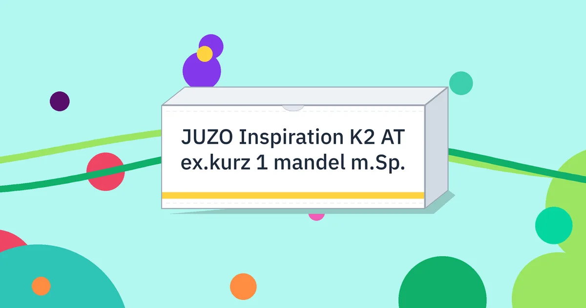 Symbolbild: Packung mit der Aufschrift JUZO Inspiration K2 AT ex.kurz 1 mandel m.Sp. (PZN 14952684) – Verfügbarkeit und Bezug in Apotheken in Frankfurt am Main
