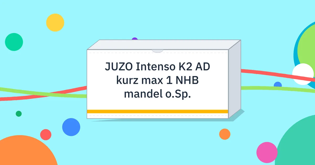 Symbolbild: Packung mit der Aufschrift JUZO Intenso K2 AD kurz max 1 NHB mandel o.Sp. (PZN 18622794) – Verfügbarkeit und Bezug in Apotheken in Frankfurt am Main