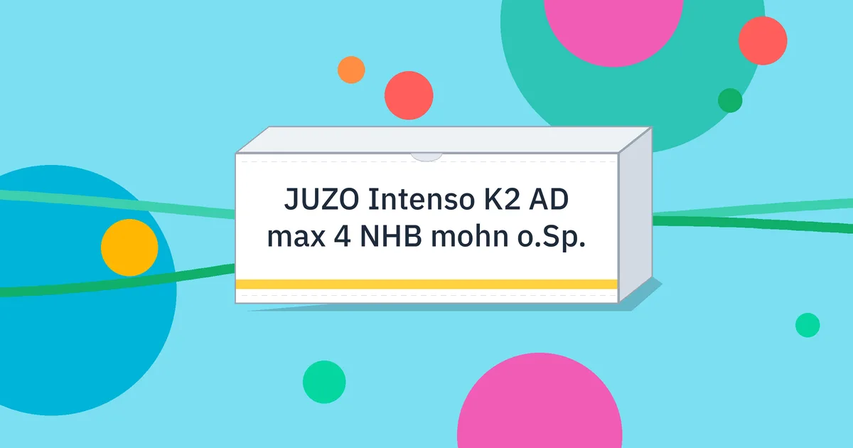 Symbolbild: Packung mit der Aufschrift JUZO Intenso K2 AD max 4 NHB mohn o.Sp. (PZN 18623486) – Verfügbarkeit und Bezug in Apotheken in Frankfurt am Main