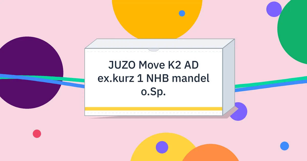Symbolbild: Packung mit der Aufschrift JUZO Move K2 AD ex.kurz 1 NHB mandel o.Sp. (PZN 16341536) – Verfügbarkeit und Bezug in Apotheken in Frankfurt am Main