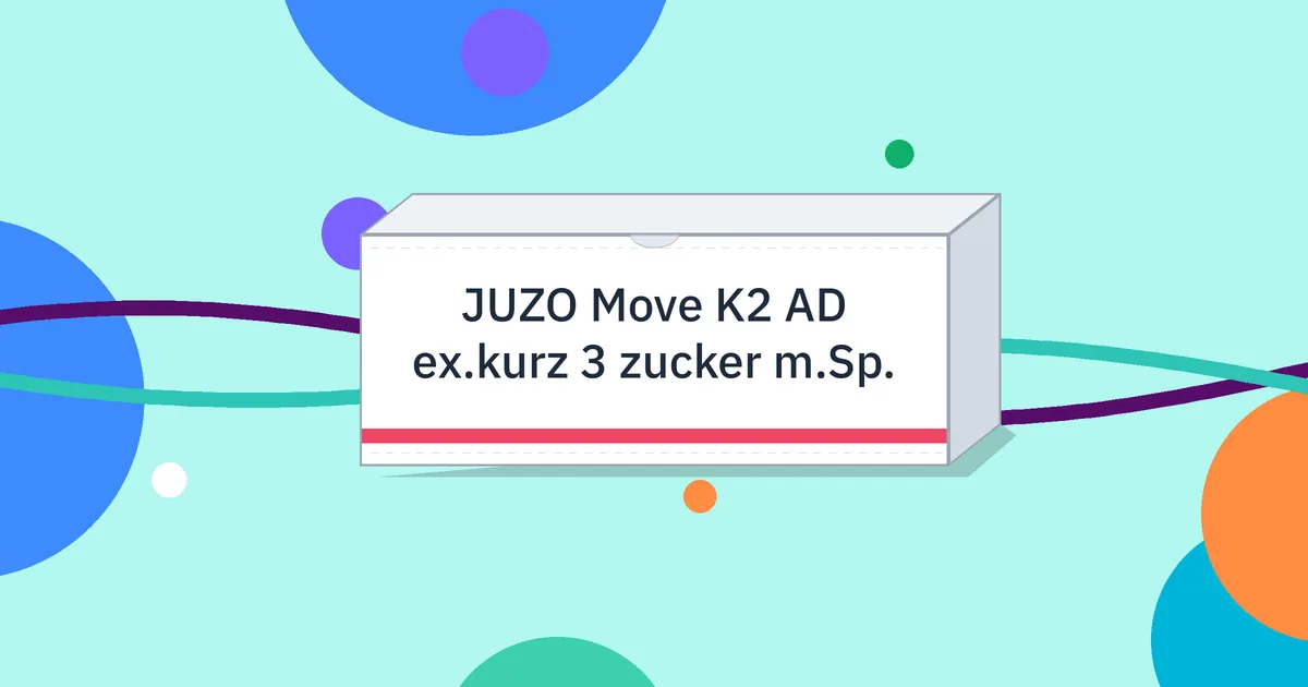 Symbolbild: Packung mit der Aufschrift JUZO Move K2 AD ex.kurz 3 zucker m.Sp. (PZN 18509744) – Verfügbarkeit und Bezug in Apotheken in Frankfurt am Main