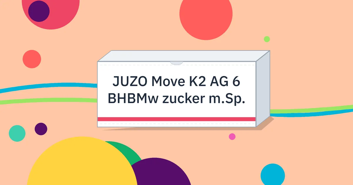 Symbolbild: Packung mit der Aufschrift JUZO Move K2 AG 6 BHBMw zucker m.Sp. (PZN 18524809) – Verfügbarkeit und Bezug in Apotheken in Frankfurt am Main