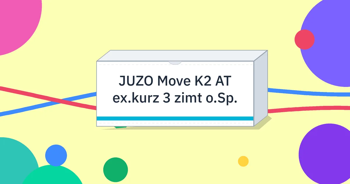 Symbolbild: Packung mit der Aufschrift JUZO Move K2 AT ex.kurz 3 zimt o.Sp. (PZN 20672210) – Verfügbarkeit und Bezug in Apotheken in Frankfurt am Main