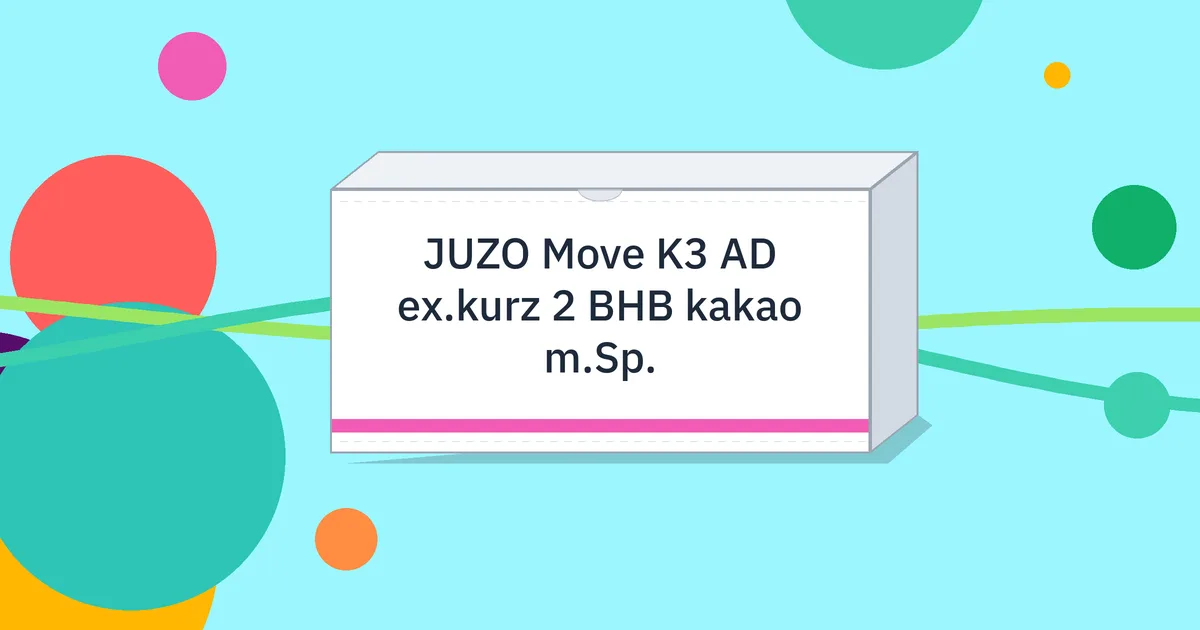 Symbolbild: Packung mit der Aufschrift JUZO Move K3 AD ex.kurz 2 BHB kakao m.Sp. (PZN 18573707) – Verfügbarkeit und Bezug in Apotheken in Frankfurt am Main