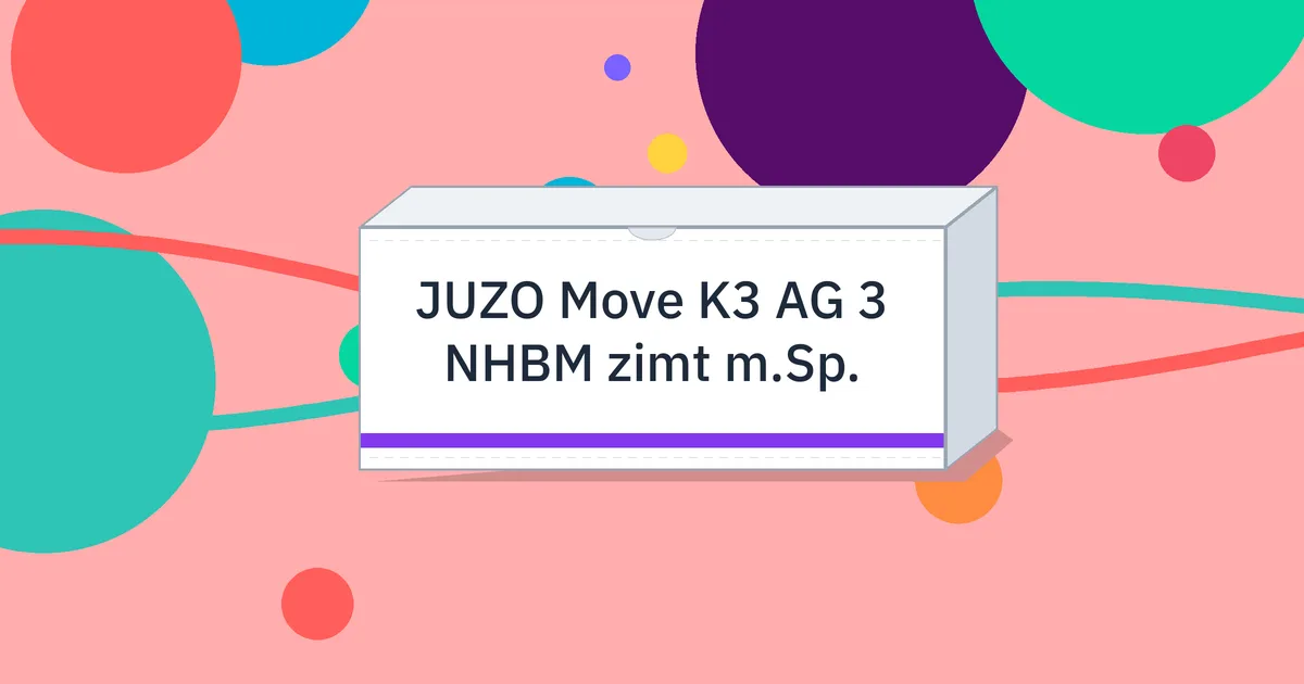 Symbolbild: Packung mit der Aufschrift JUZO Move K3 AG 3 NHBM zimt m.Sp. (PZN 18574730) – Verfügbarkeit und Bezug in Apotheken in Frankfurt am Main