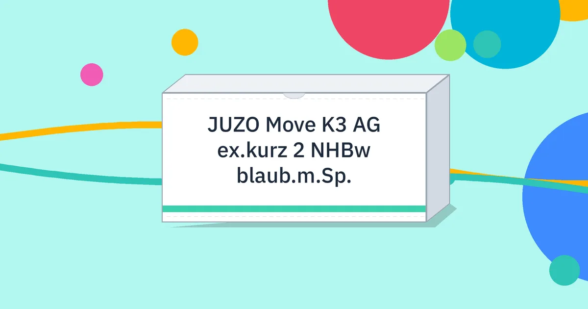 Symbolbild: Packung mit der Aufschrift JUZO Move K3 AG ex.kurz 2 NHBw blaub.m.Sp. (PZN 18594282) – Verfügbarkeit und Bezug in Apotheken in Frankfurt am Main