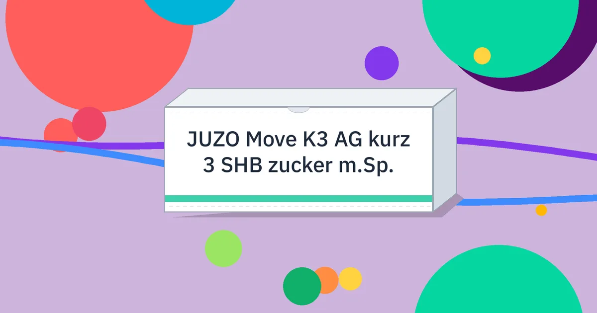 Symbolbild: Packung mit der Aufschrift JUZO Move K3 AG kurz 3 SHB zucker m.Sp. (PZN 18579271) – Verfügbarkeit und Bezug in Apotheken in Frankfurt am Main