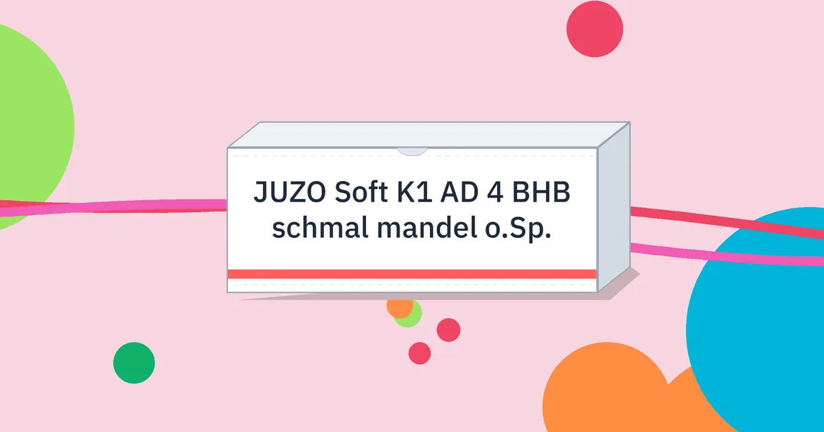 Symbolbild: Packung mit der Aufschrift JUZO Soft K1 AD 4 BHB schmal mandel o.Sp. (PZN 15463214) – Verfügbarkeit und Bezug in Apotheken in Frankfurt am Main
