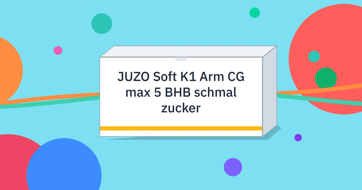 Symbolbild: Packung mit der Aufschrift JUZO Soft K1 Arm CG max 5 BHB schmal zucker (PZN 15509301) – Verfügbarkeit und Bezug in Apotheken in Frankfurt am Main