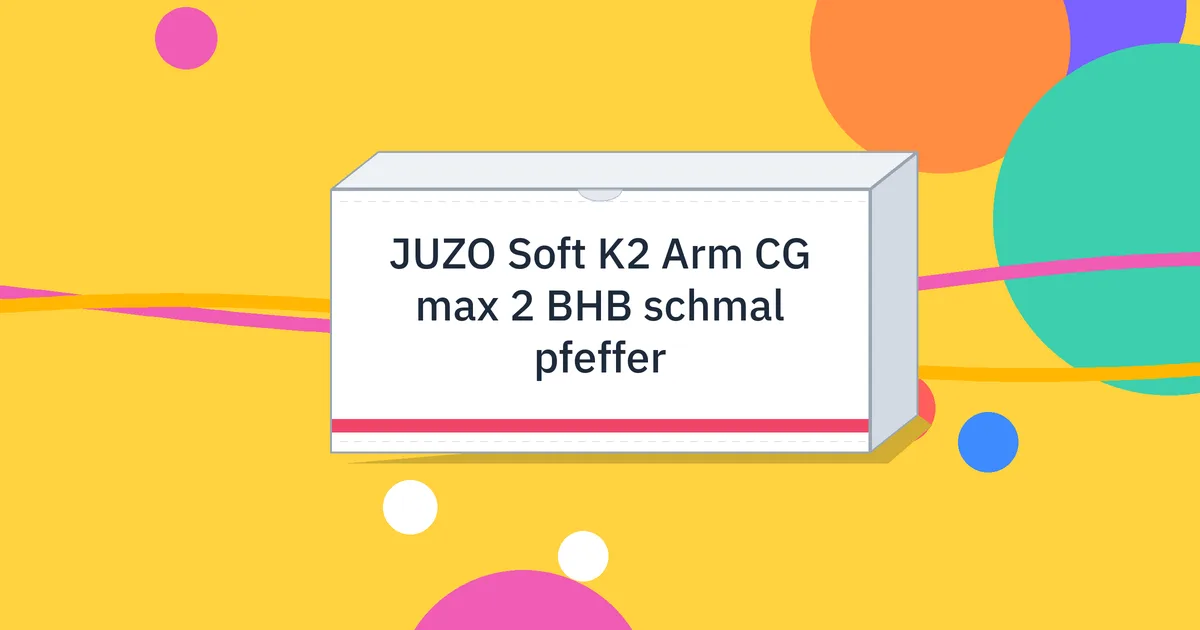 Symbolbild: Packung mit der Aufschrift JUZO Soft K2 Arm CG max 2 BHB schmal pfeffer (PZN 15513082) – Verfügbarkeit und Bezug in Apotheken in Frankfurt am Main