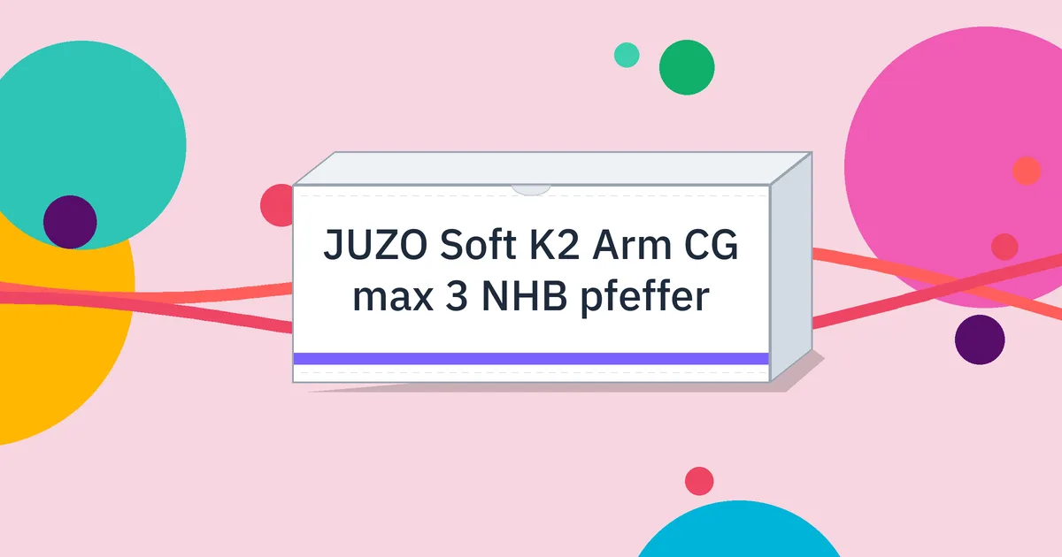 Symbolbild: Packung mit der Aufschrift JUZO Soft K2 Arm CG max 3 NHB pfeffer (PZN 15512504) – Verfügbarkeit und Bezug in Apotheken in Frankfurt am Main