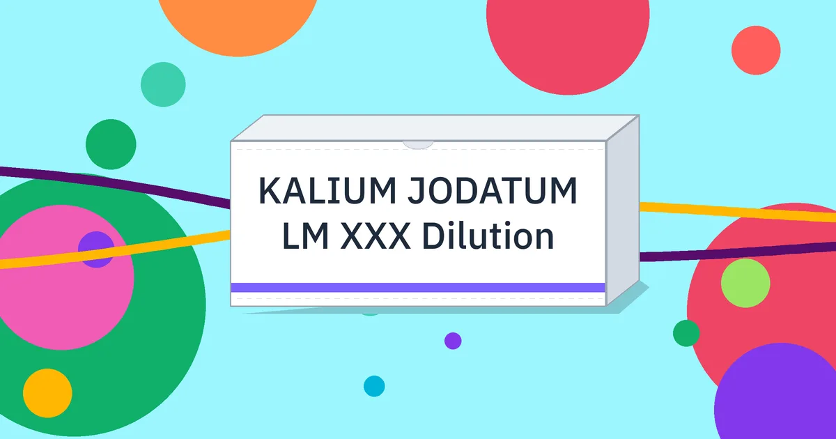 Symbolbild: Packung mit der Aufschrift KALIUM JODATUM LM XXX Dilution (PZN 02821468) – Verfügbarkeit und Bezug in Apotheken in Frankfurt am Main