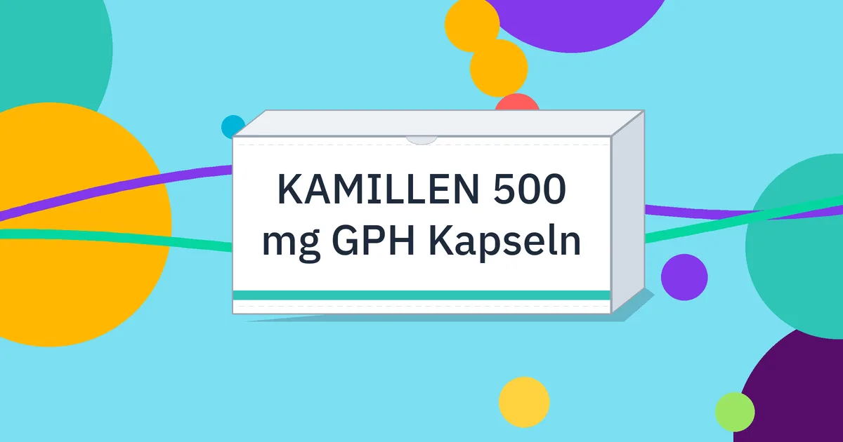 Symbolbild: Packung mit der Aufschrift KAMILLEN 500 mg GPH Kapseln (PZN 05530642) – Verfügbarkeit und Bezug in Apotheken in Frankfurt am Main