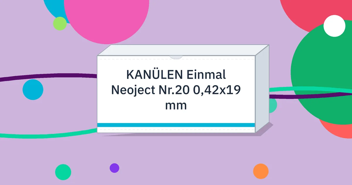 Symbolbild: Packung mit der Aufschrift KANÜLEN Einmal Neoject Nr.20 0,42x19 mm (PZN 10831297) – Verfügbarkeit und Bezug in Apotheken in Frankfurt am Main