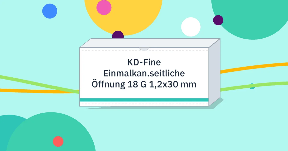 Symbolbild: Packung mit der Aufschrift KD-Fine Einmalkan.seitliche Öffnung 18 G 1,2x30 mm (PZN 20385048) – Verfügbarkeit und Bezug in Apotheken in Frankfurt am Main