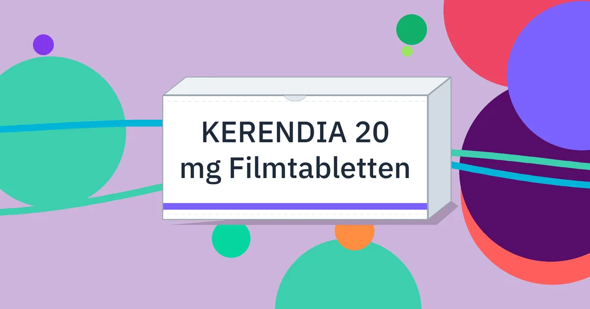 Symbolbild: Packung mit der Aufschrift KERENDIA 20 mg Filmtabletten (PZN 19144977) – Verfügbarkeit und Bezug in Apotheken in Frankfurt am Main