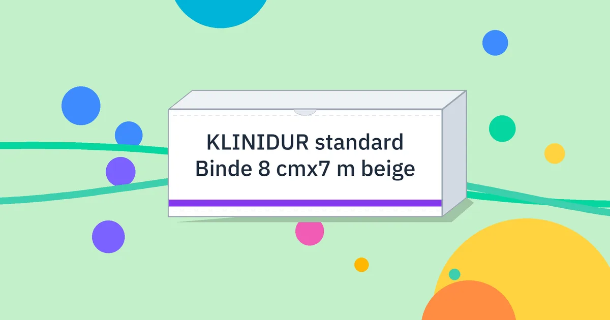 Symbolbild: Packung mit der Aufschrift KLINIDUR standard Binde 8 cmx7 m beige (PZN 19885633) – Verfügbarkeit und Bezug in Apotheken in Frankfurt am Main