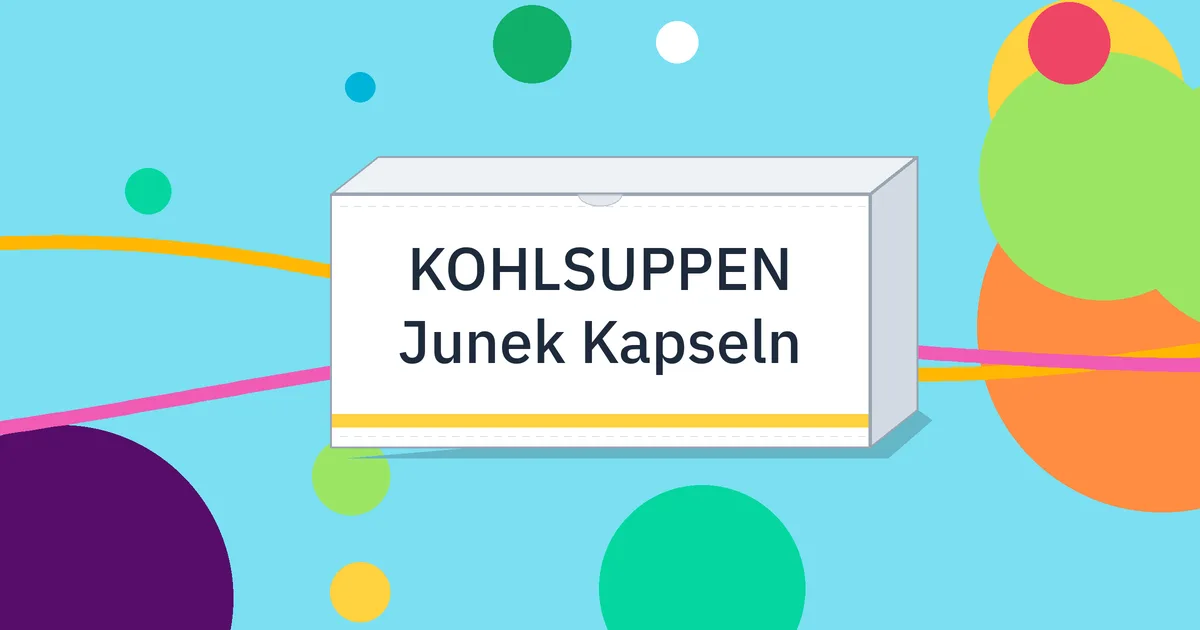 Symbolbild: Packung mit der Aufschrift KOHLSUPPEN Junek Kapseln (PZN 04367080) – Verfügbarkeit und Bezug in Apotheken in Frankfurt am Main