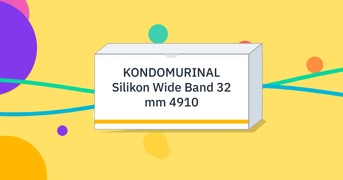 Symbolbild: Packung mit der Aufschrift KONDOMURINAL Silikon Wide Band 32 mm 4910 (PZN 00891766) – Verfügbarkeit und Bezug in Apotheken in Frankfurt am Main