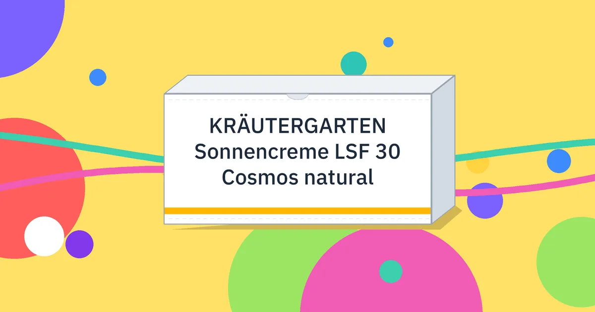 Symbolbild: Packung mit der Aufschrift KRÄUTERGARTEN Sonnencreme LSF 30 Cosmos natural (PZN 16801647) – Verfügbarkeit und Bezug in Apotheken in Frankfurt am Main