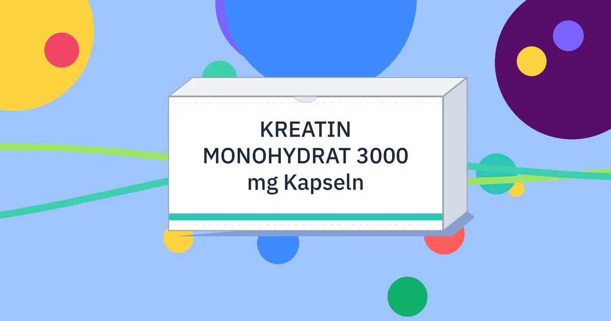 Symbolbild: Packung mit der Aufschrift KREATIN MONOHYDRAT 3000 mg Kapseln (PZN 20593999) – Verfügbarkeit und Bezug in Apotheken in Frankfurt am Main