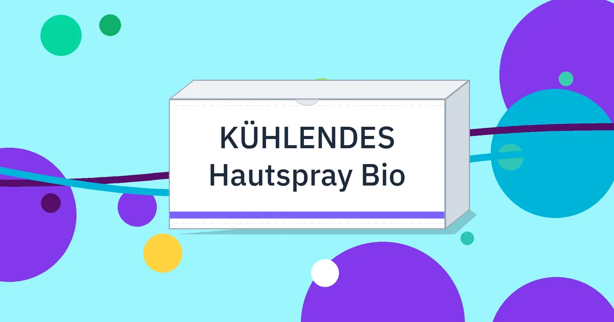Symbolbild: Packung mit der Aufschrift KÜHLENDES Hautspray Bio (PZN 19972697) – Verfügbarkeit und Bezug in Apotheken in Frankfurt am Main