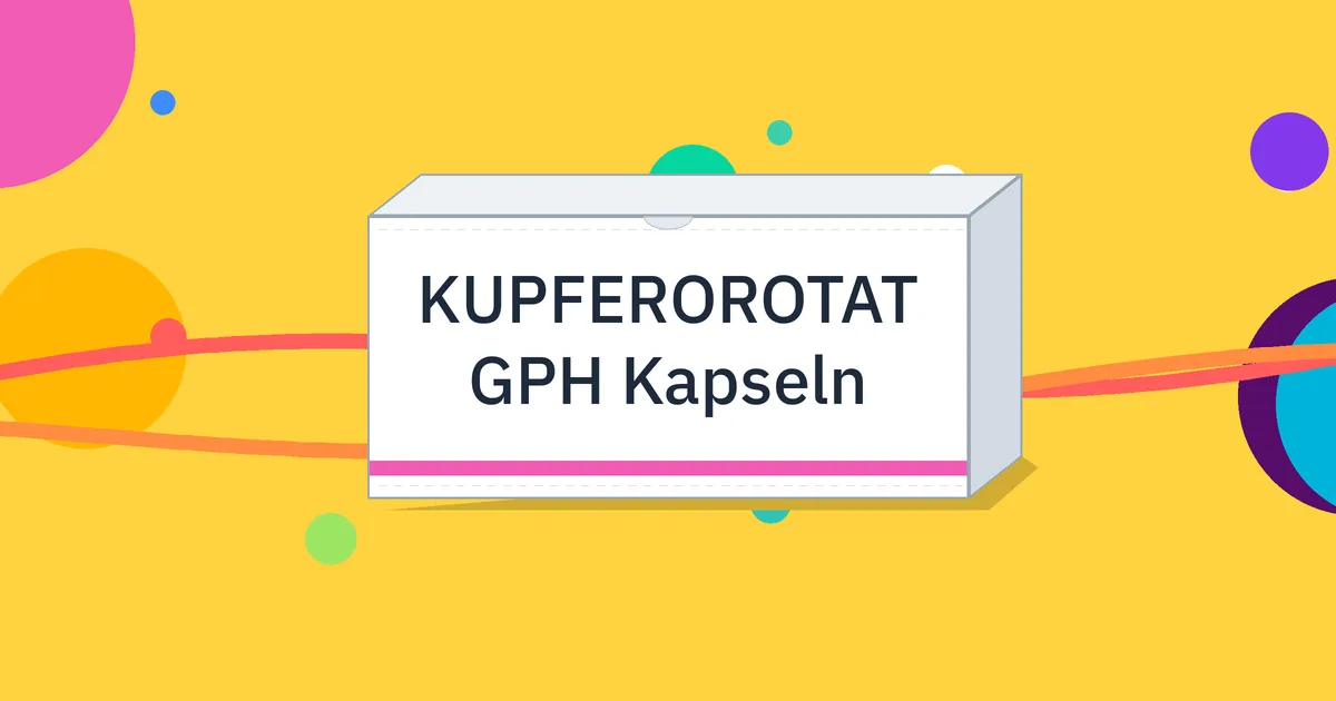 Symbolbild: Packung mit der Aufschrift KUPFEROROTAT GPH Kapseln (PZN 09899195) – Verfügbarkeit und Bezug in Apotheken in Frankfurt am Main