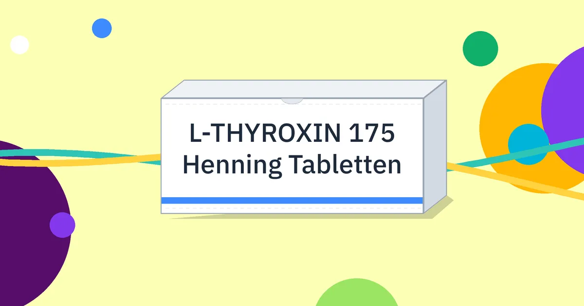 Symbolbild: Packung mit der Aufschrift L-THYROXIN 175 Henning Tabletten (PZN 04876203) – Verfügbarkeit und Bezug in Apotheken in Frankfurt am Main