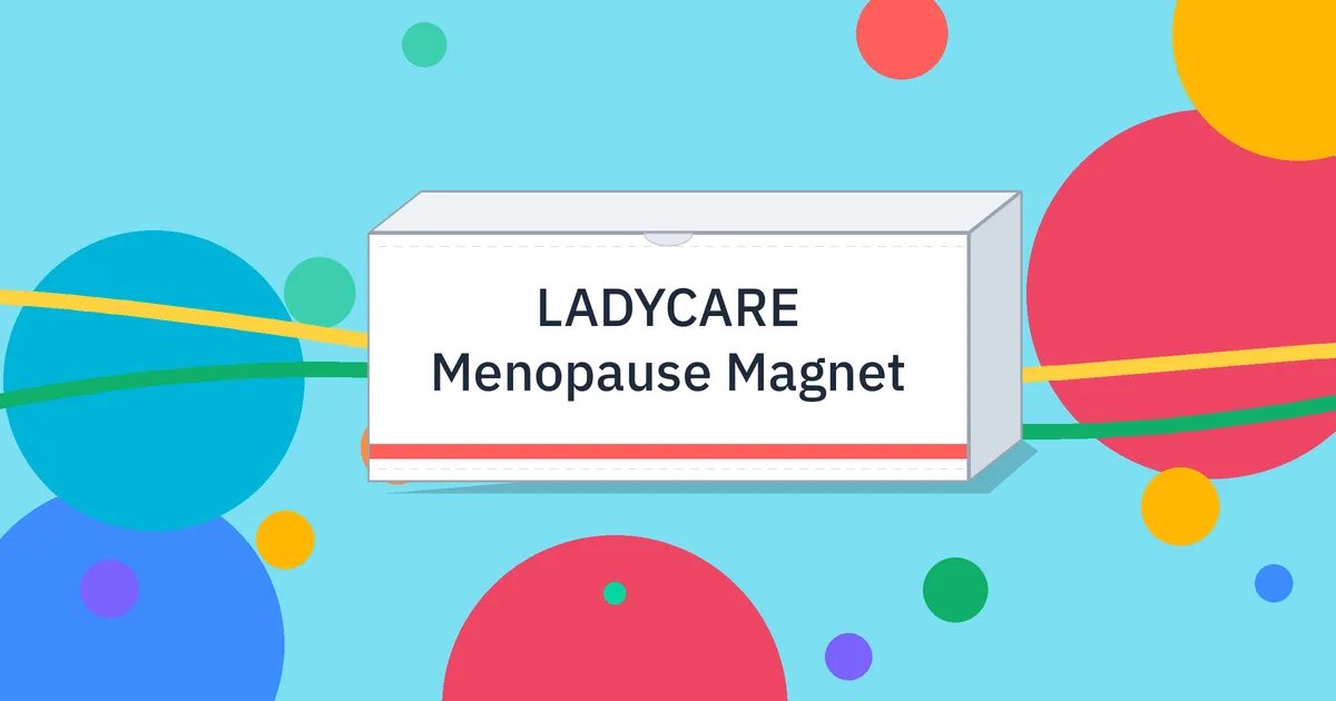 Symbolbild: Packung mit der Aufschrift LADYCARE Menopause Magnet (PZN 12541439) – Verfügbarkeit und Bezug in Apotheken in Frankfurt am Main