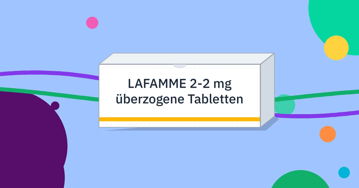 Symbolbild: Packung mit der Aufschrift LAFAMME 2-2 mg überzogene Tabletten (PZN 01672345) – Verfügbarkeit und Bezug in Apotheken in Frankfurt am Main
