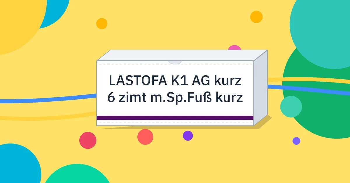 Symbolbild: Packung mit der Aufschrift LASTOFA K1 AG kurz 6 zimt m.Sp.Fuß kurz (PZN 13794177) – Verfügbarkeit und Bezug in Apotheken in Frankfurt am Main