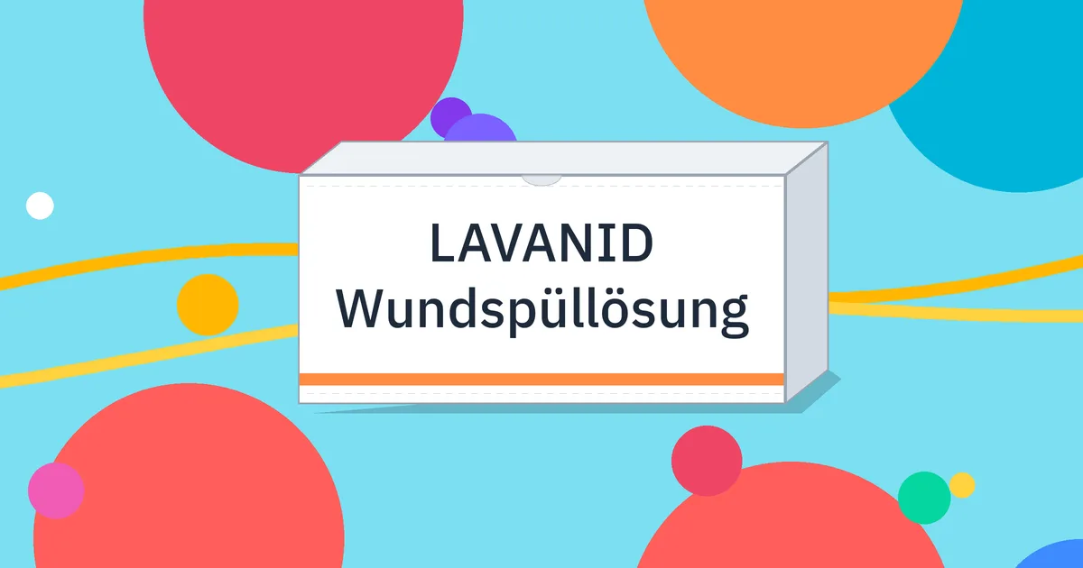 Symbolbild: Packung mit der Aufschrift LAVANID Wundspüllösung (PZN 20328346) – Verfügbarkeit und Bezug in Apotheken in Frankfurt am Main