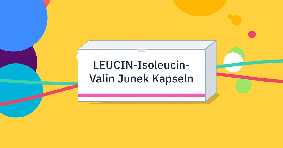 Symbolbild: Packung mit der Aufschrift LEUCIN-Isoleucin-Valin Junek Kapseln (PZN 17755694) – Verfügbarkeit und Bezug in Apotheken in Frankfurt am Main