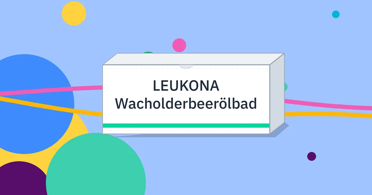 Symbolbild: Packung mit der Aufschrift LEUKONA Wacholderbeerölbad (PZN 01329601) – Verfügbarkeit und Bezug in Apotheken in Frankfurt am Main