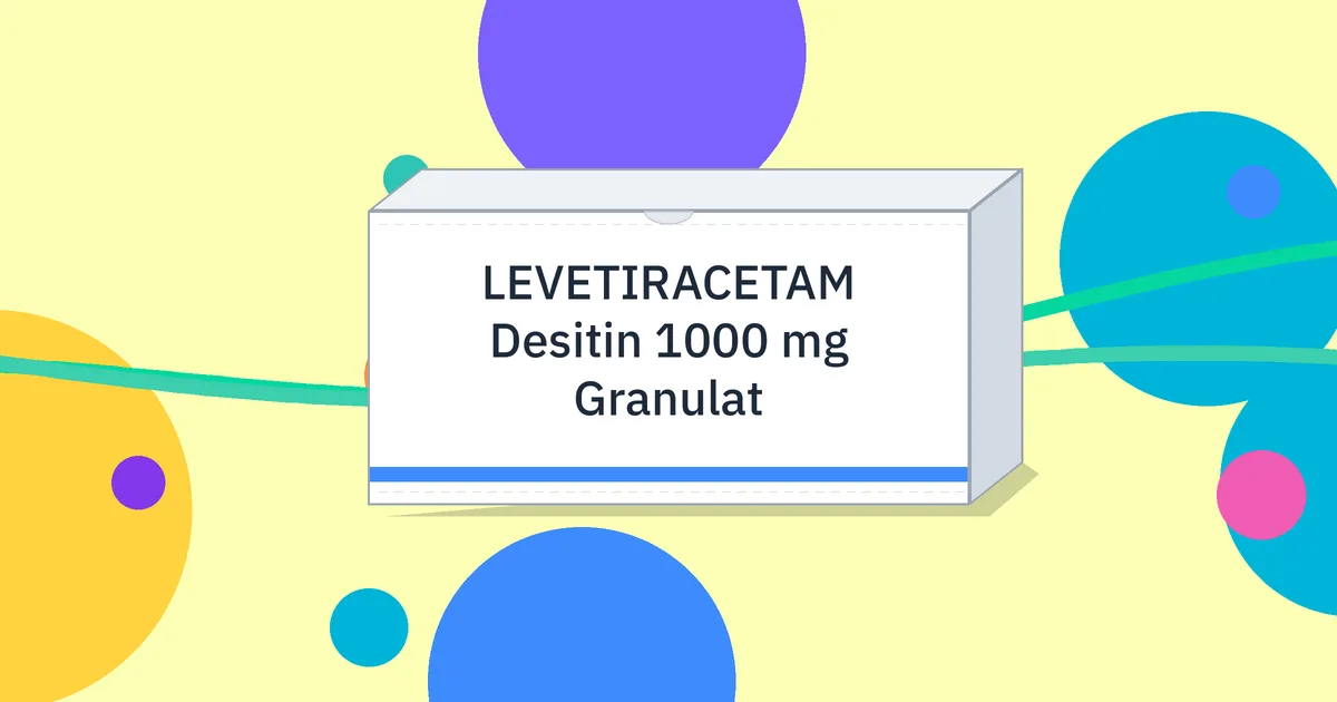 Symbolbild: Packung mit der Aufschrift LEVETIRACETAM Desitin 1000 mg Granulat (PZN 08891926) – Verfügbarkeit und Bezug in Apotheken in Frankfurt am Main