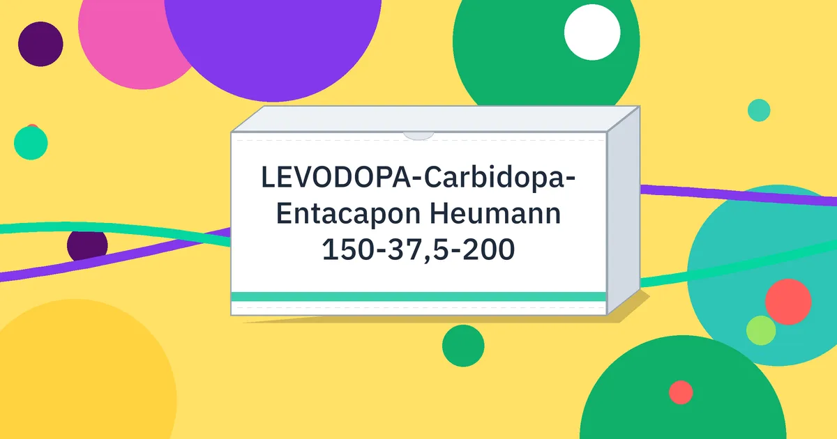 Symbolbild: Packung mit der Aufschrift LEVODOPA-Carbidopa-Entacapon Heumann 150-37,5-200 (PZN 17148942) – Verfügbarkeit und Bezug in Apotheken in Frankfurt am Main