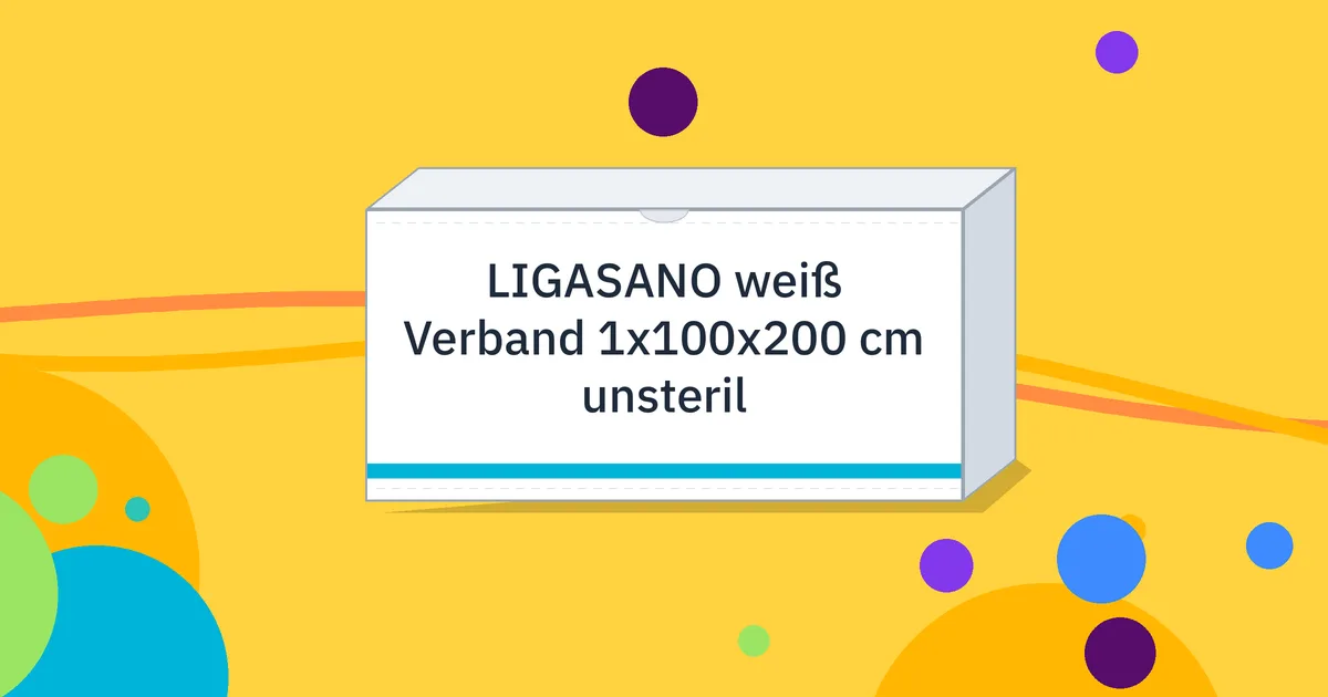 Symbolbild: Packung mit der Aufschrift LIGASANO weiß Verband 1x100x200 cm unsteril (PZN 20171910) – Verfügbarkeit und Bezug in Apotheken in Frankfurt am Main