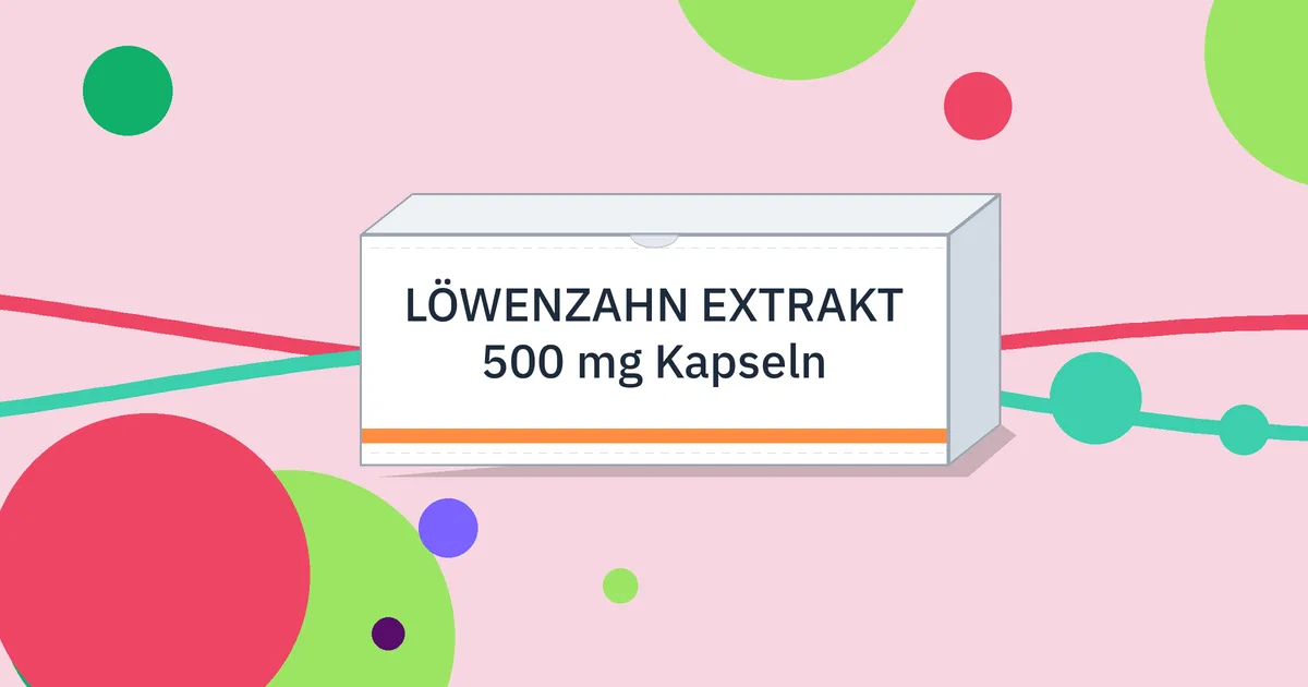 Symbolbild: Packung mit der Aufschrift LÖWENZAHN EXTRAKT 500 mg Kapseln (PZN 18486581) – Verfügbarkeit und Bezug in Apotheken in Frankfurt am Main