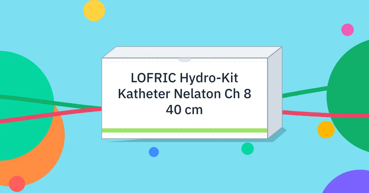 Symbolbild: Packung mit der Aufschrift LOFRIC Hydro-Kit Katheter Nelaton Ch 8 40 cm (PZN 17153506) – Verfügbarkeit und Bezug in Apotheken in Frankfurt am Main