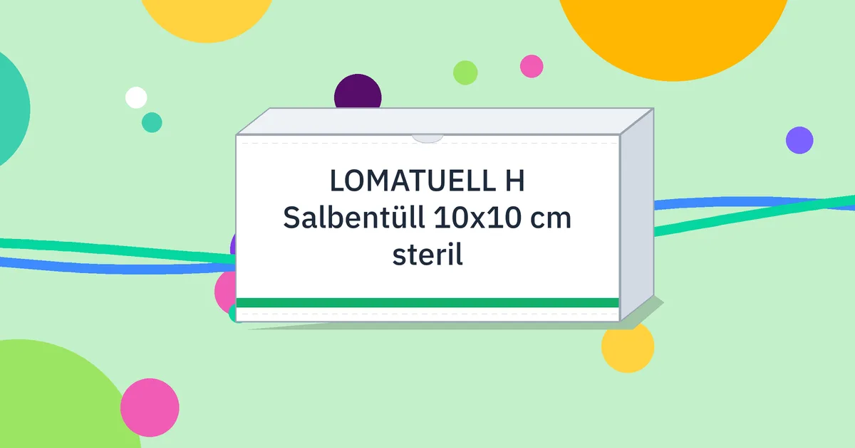 Symbolbild: Packung mit der Aufschrift LOMATUELL H Salbentüll 10x10 cm steril (PZN 15320791) – Verfügbarkeit und Bezug in Apotheken in Frankfurt am Main
